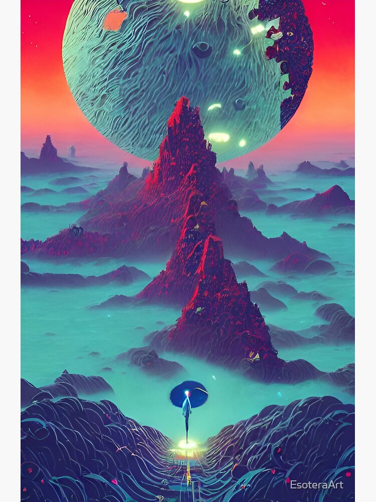 "Ice Moon Over Red Spires " Sticker for Sale by EsoteraArt | Redbubble