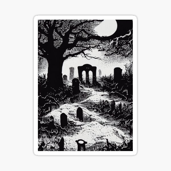 "Haunted Graveyard 2" Sticker for Sale by NameRefersToMe | Redbubble