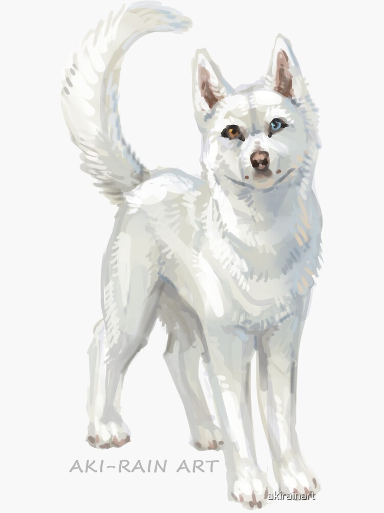 "White Siberian Husky Dog Alert" Sticker for Sale by akirainart | Redbubble