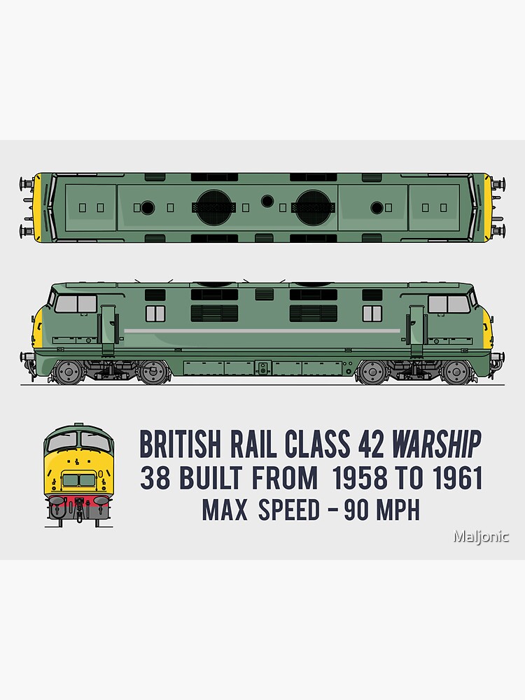 "British Rail Class 42 Warship Locomotive Diagram Gift" Sticker for ...