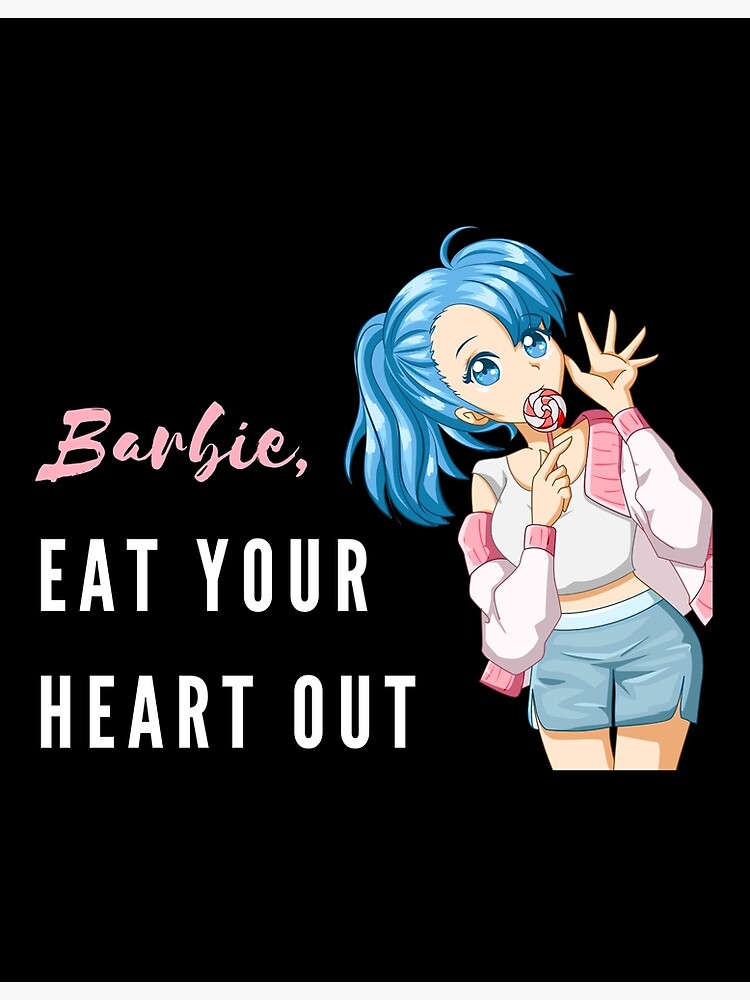 "Barbie eat your heart out, an anime girl with blue hair eating ...