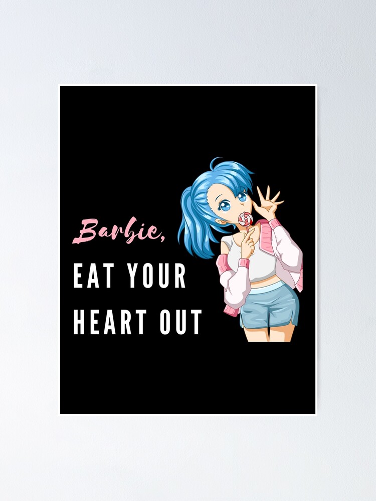 "Barbie eat your heart out, an anime girl with blue hair eating ...
