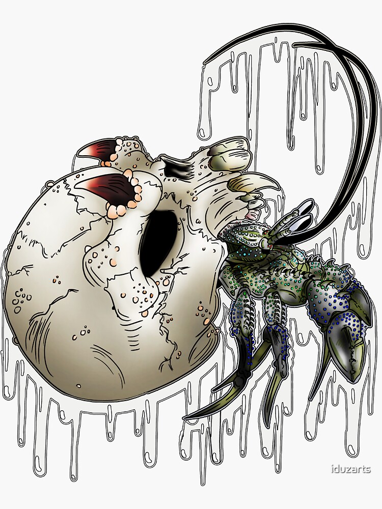 "Demon Skull Hermit Crab:Ooze" Sticker for Sale by iduzarts | Redbubble