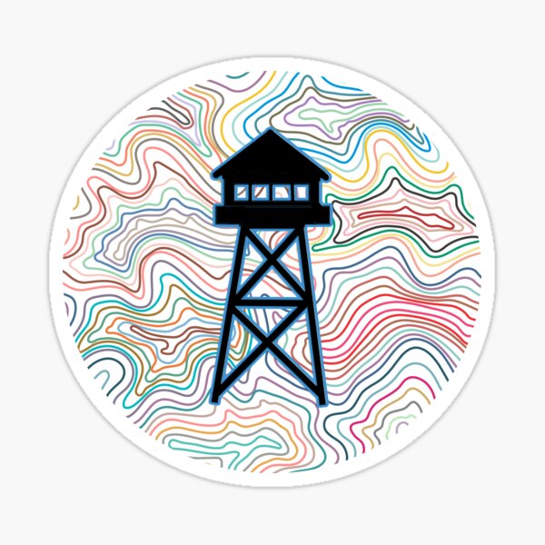 "Fire Lookout Rainbow Topo Design" Sticker for Sale by Brizzard2027 ...