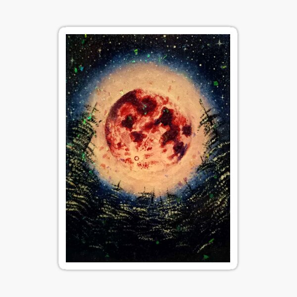 "pink moon" Sticker for Sale by bdsigourney | Redbubble
