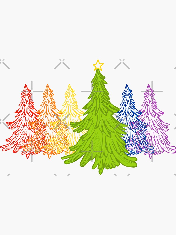 "PRIDE CHRISTMAS TREE COLLECTION | RAINBOW XMAS TREES" Sticker for Sale ...