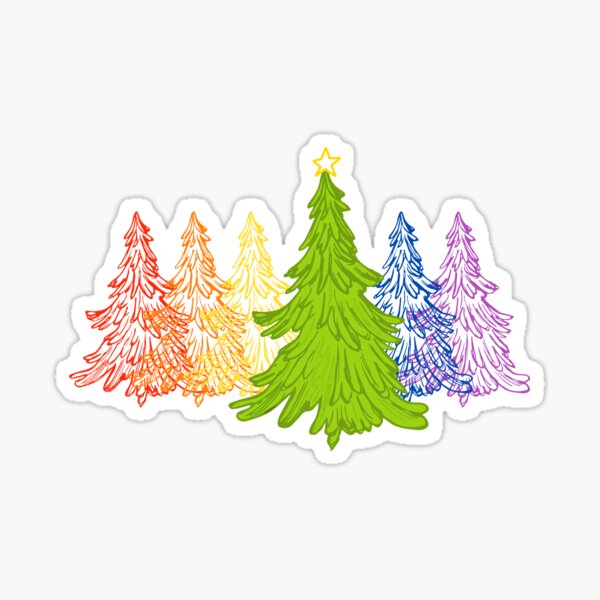 "PRIDE CHRISTMAS TREE COLLECTION | RAINBOW XMAS TREES" Sticker for Sale ...