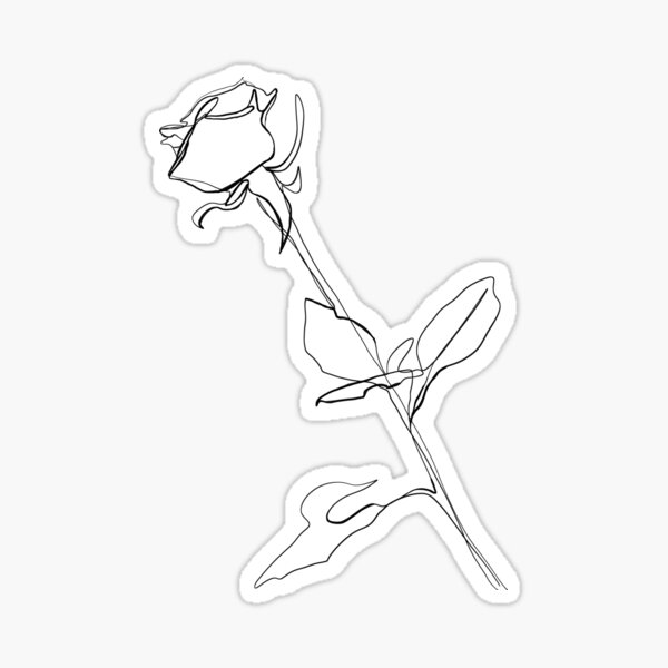"Rose Flower - Minimalist Botanical Line Art Drawing " Sticker for Sale ...