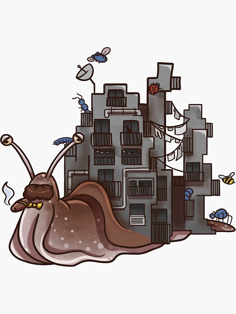 "Slumlord Snail Landlord " Sticker for Sale by LarissaD-Art | Redbubble