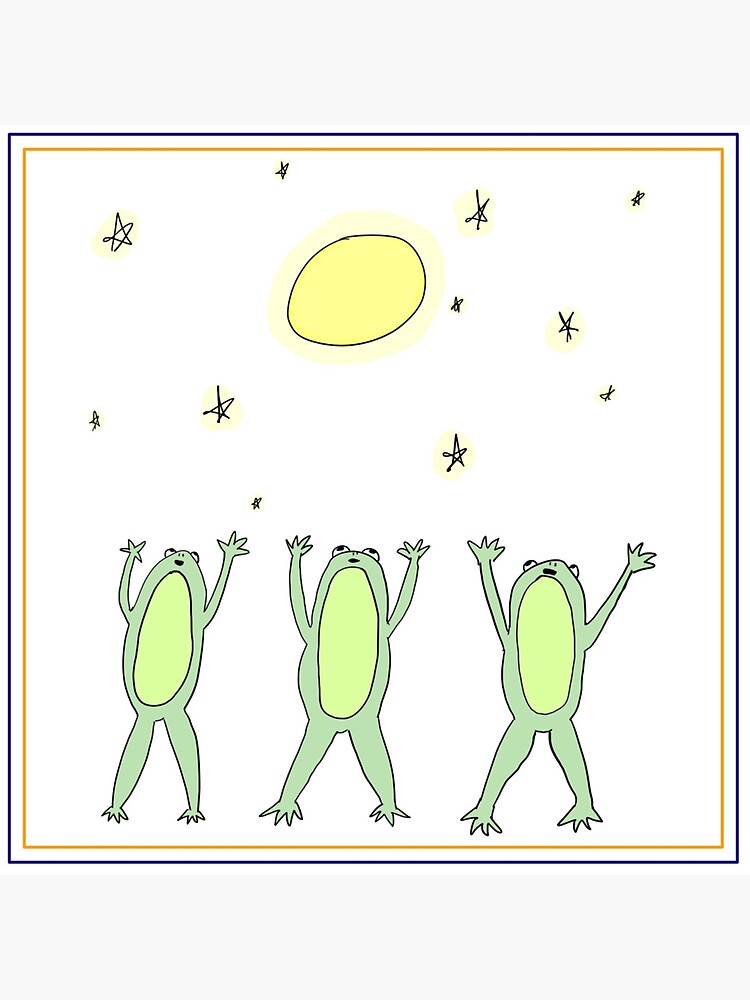 "council of frogs, worshiping the moon!" Sticker for Sale by doodliez ...