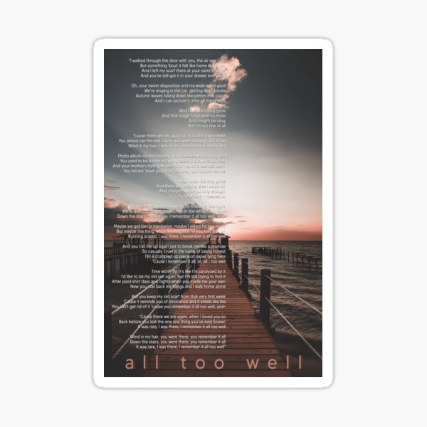 "All Too Well (Taylor's Version) Taylor Swift Scene" Sticker for Sale ...