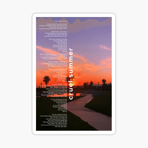 "Cruel Summer Taylor Swift sunset " Sticker for Sale by OlivierMendes ...