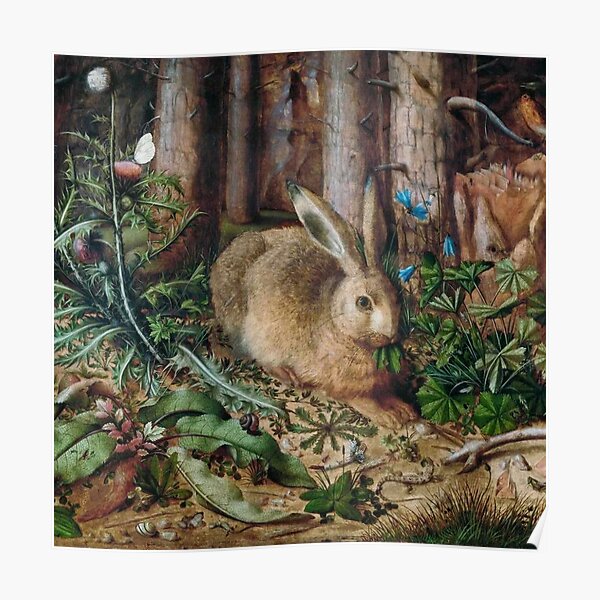 "Vintage Painting A Hare in the Forest" Poster for Sale by ...