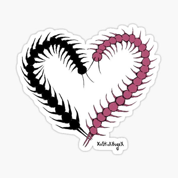 "Centipede Heart" Sticker for Sale by BugInTheCircus | Redbubble