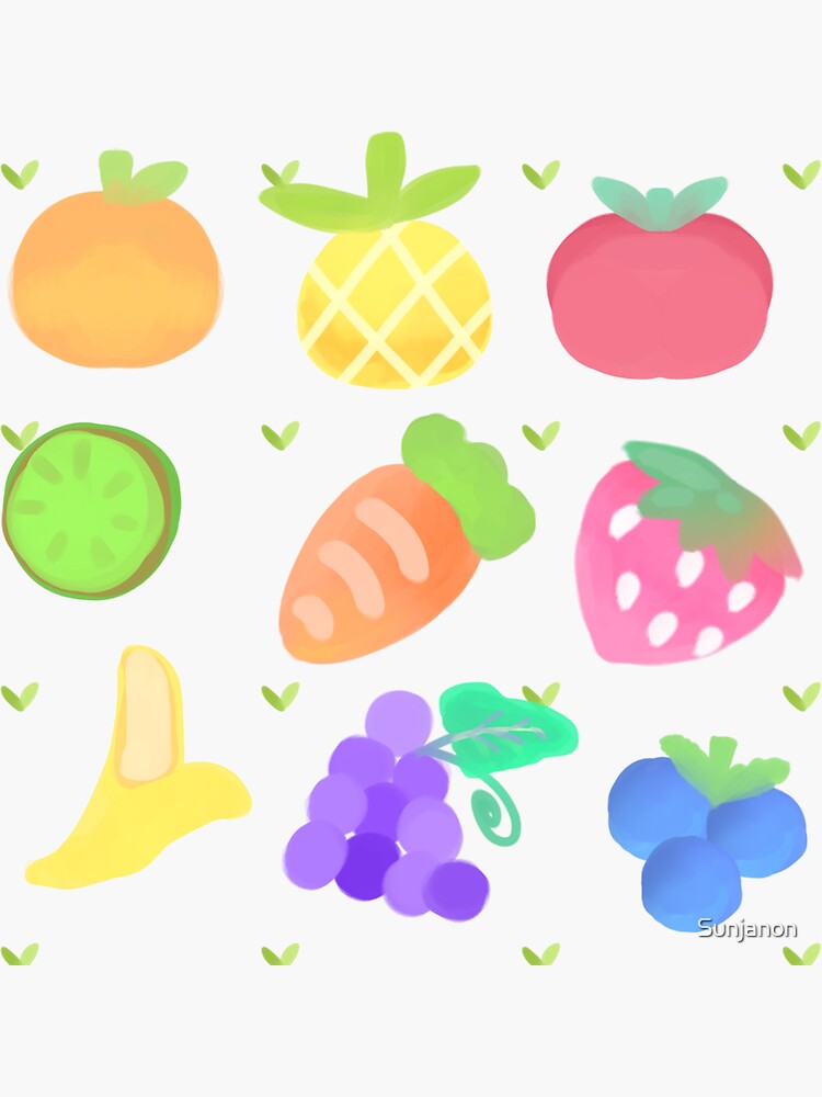 "Fruits pastel" Sticker for Sale by Sunjanon | Redbubble