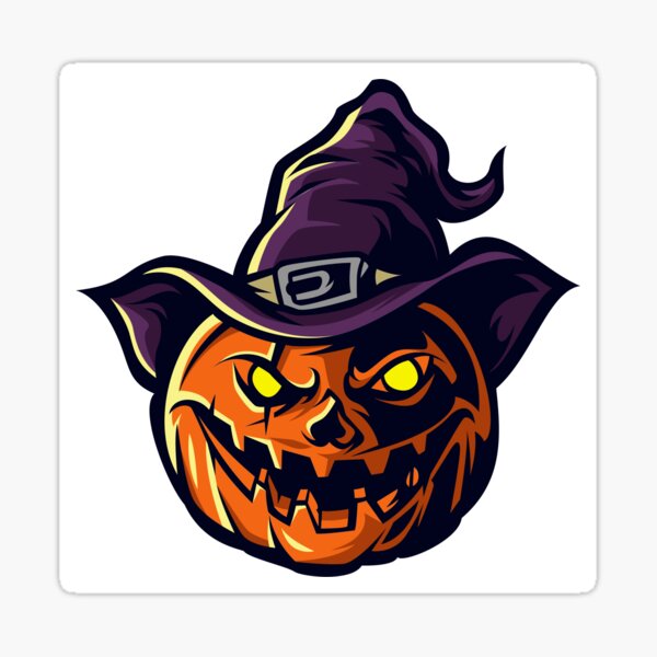 "Pumpkin Face With Hat " Sticker for Sale by Cre8iveSkill | Redbubble