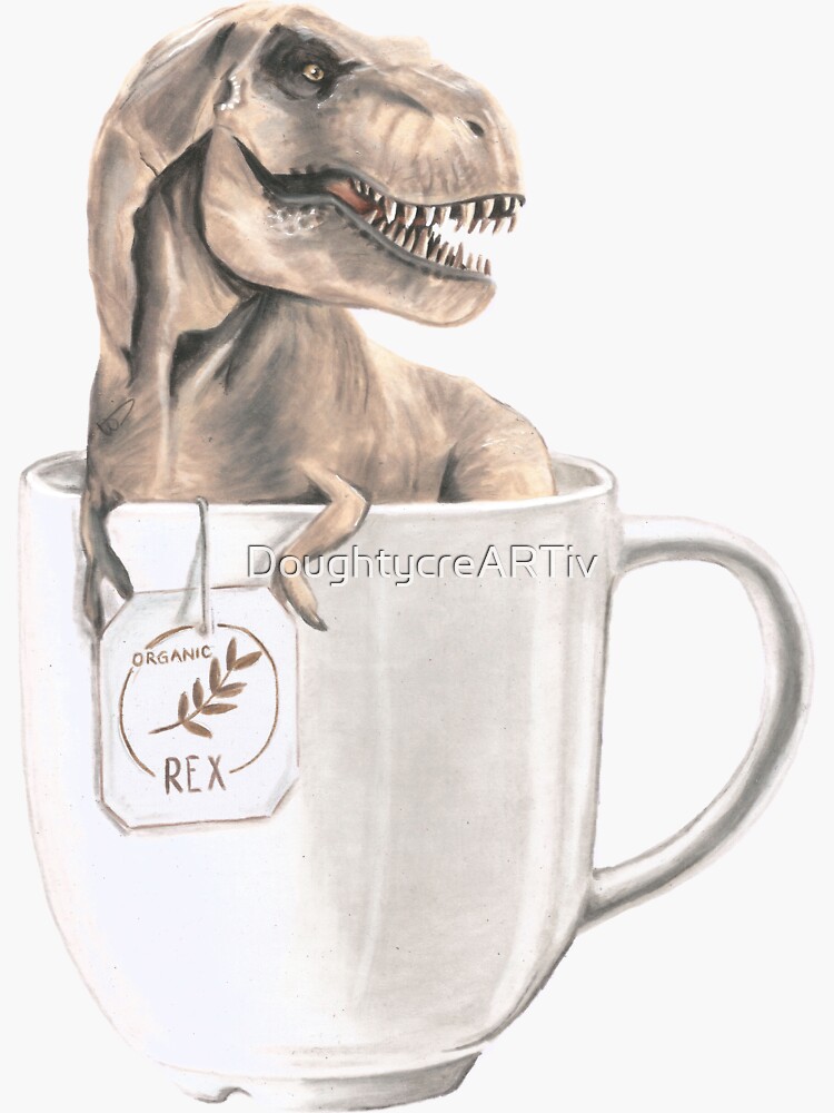 "Tea Rex" Sticker for Sale by DoughtycreARTiv | Redbubble
