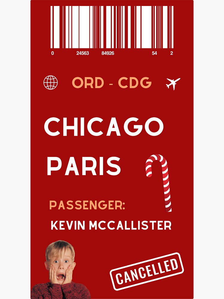 "Kevin's Plane Ticket Home Alone" Sticker for Sale by UnrealArtDude ...