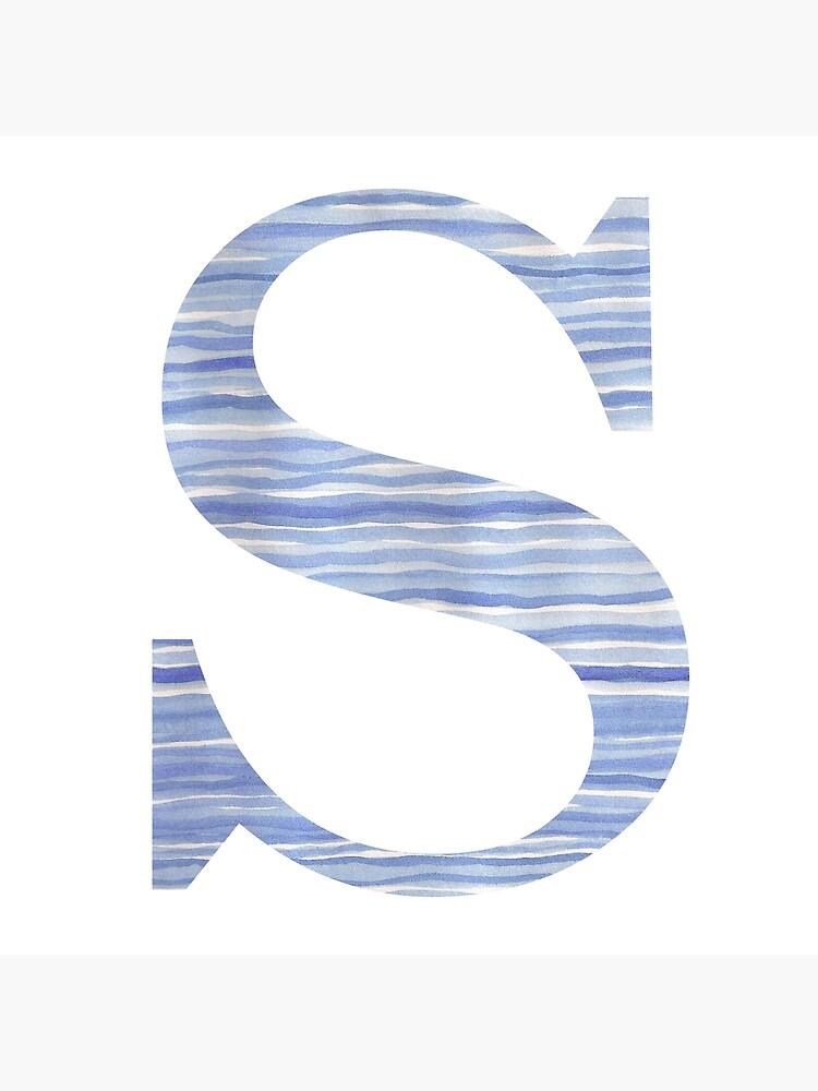 Póster «Letra S Azul Acuarela Rayas Monograma Inicial» de theartofvikki ...