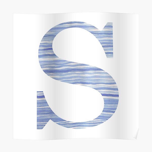 Póster «Letra S Azul Acuarela Rayas Monograma Inicial» de theartofvikki ...