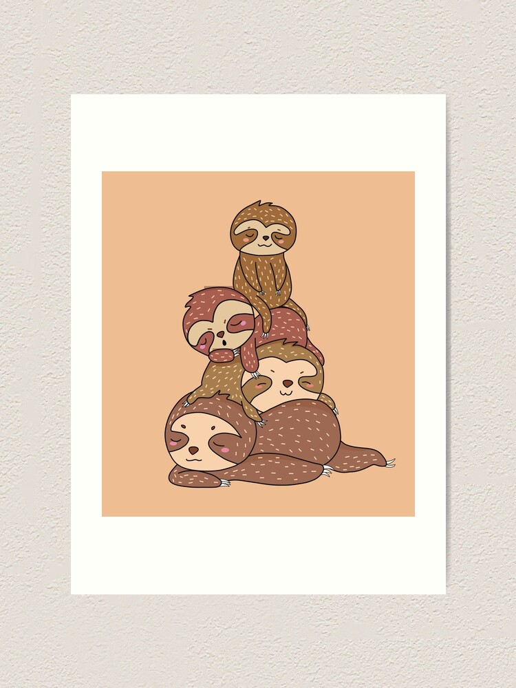 "lazy sleeping sloths nap, sloths family, sloth stack, funny kawaii ...