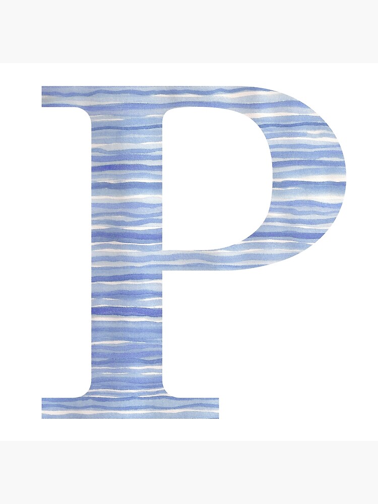 Póster «Letra P azul acuarela rayas monograma inicial» de theartofvikki ...