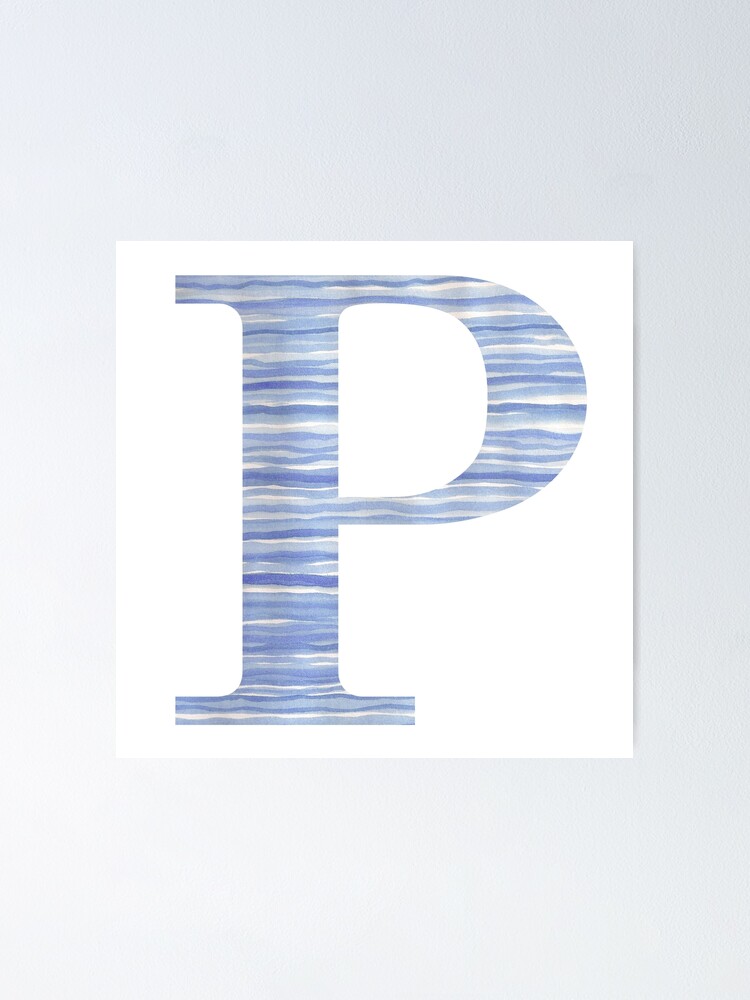 Póster «Letra P azul acuarela rayas monograma inicial» de theartofvikki ...