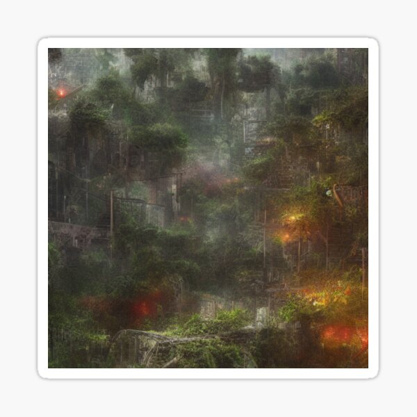 "Overgrown city" Sticker for Sale by ArtySaxon | Redbubble