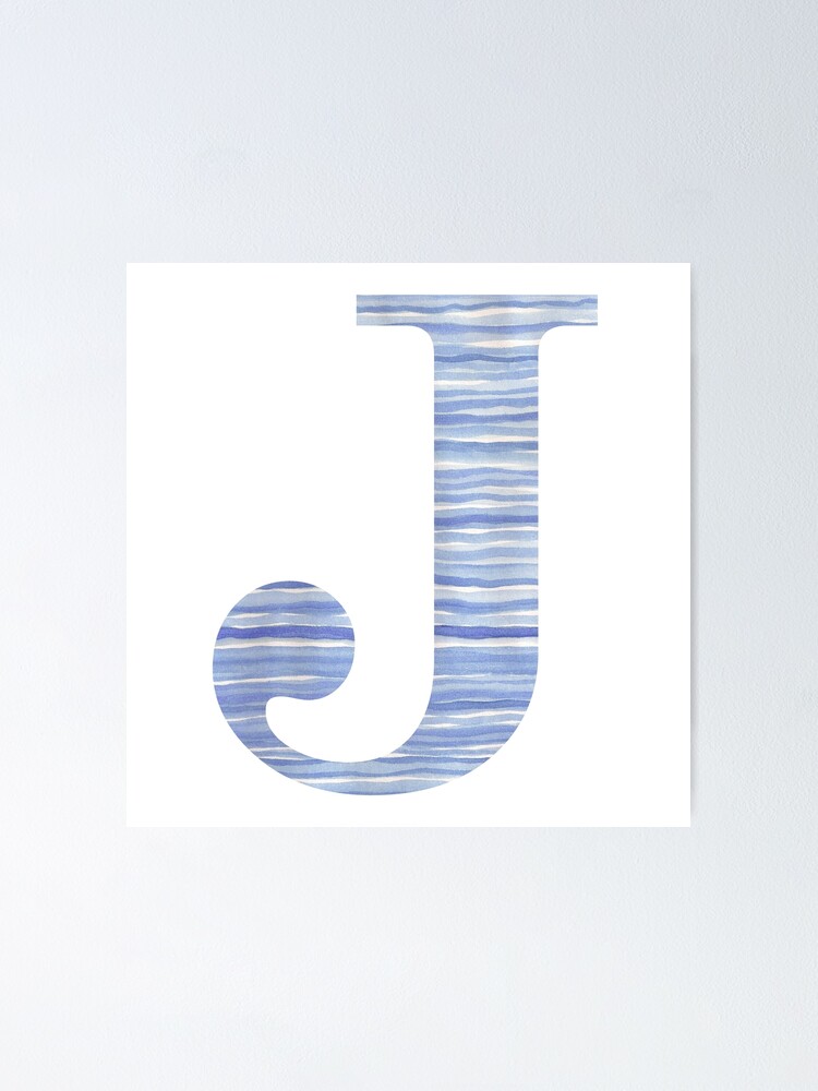 Póster «Letra J azul acuarela rayas monograma inicial» de theartofvikki ...