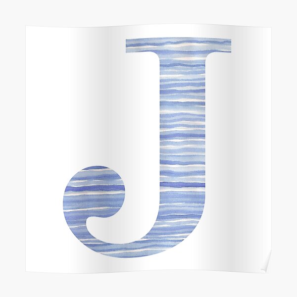Póster «Letra J azul acuarela rayas monograma inicial» de theartofvikki ...