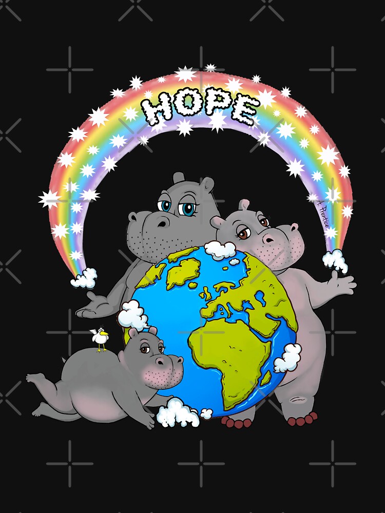 "Rainbow Hippo World Hope " T-shirt by Hippogal | Redbubble