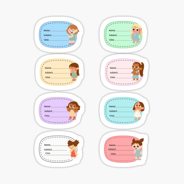 "girl notebook name plate / sticker pack of 8 chart" Sticker for Sale ...