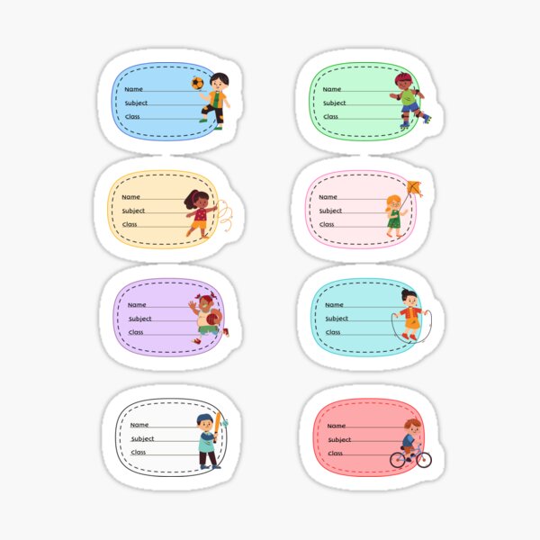 "playing kids notebook name plate / sticker pack of 8 chart" Sticker ...
