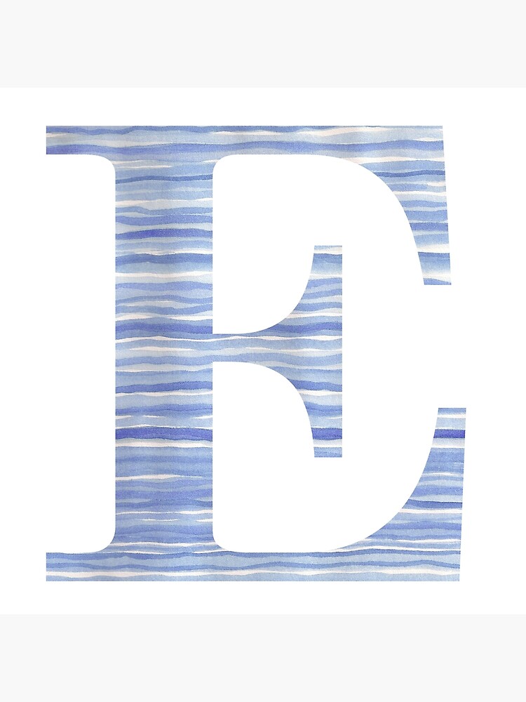 Póster «Letra E azul acuarela rayas monograma inicial» de theartofvikki ...