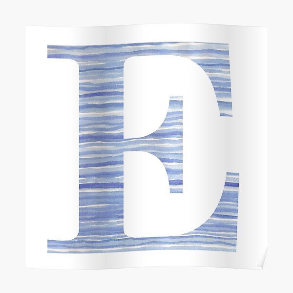 Póster «Letra E azul acuarela rayas monograma inicial» de theartofvikki ...