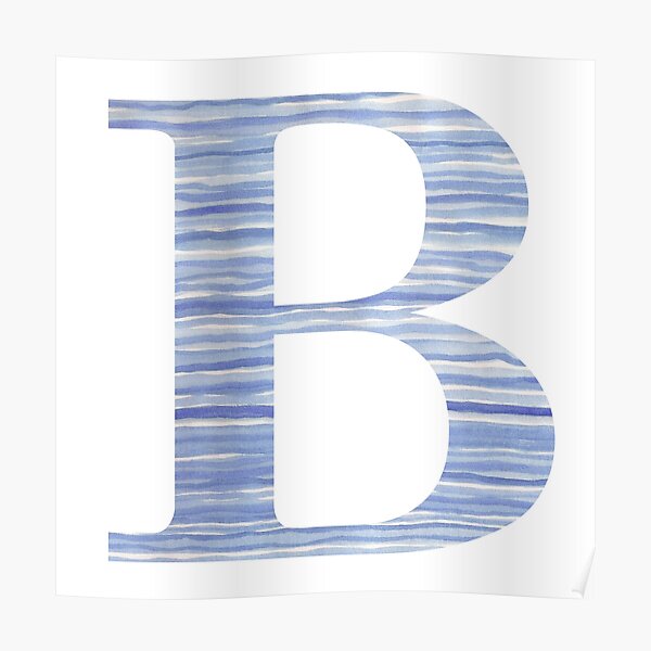Póster «Letra B azul acuarela rayas monograma inicial» de theartofvikki ...