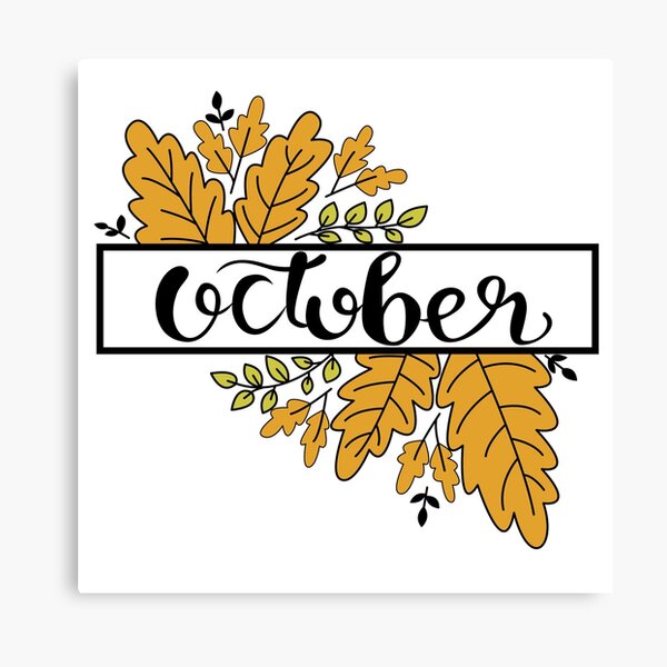 Lienzo «palabra de octubre. Tipografía de letras a mano con hojas de ...