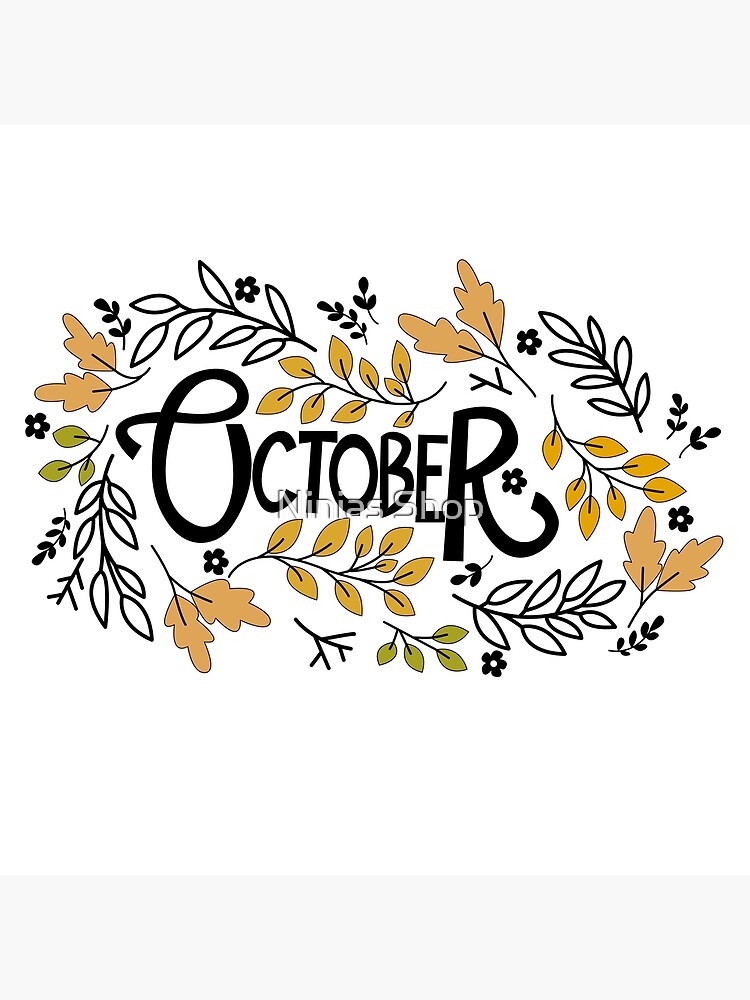 Lámina fotográfica «palabra de octubre. Tipografía de letras a mano con ...