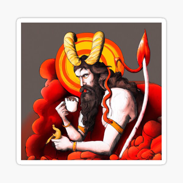 "God drinks a cup of tea in hell" Sticker for Sale by InfinityDenis ...