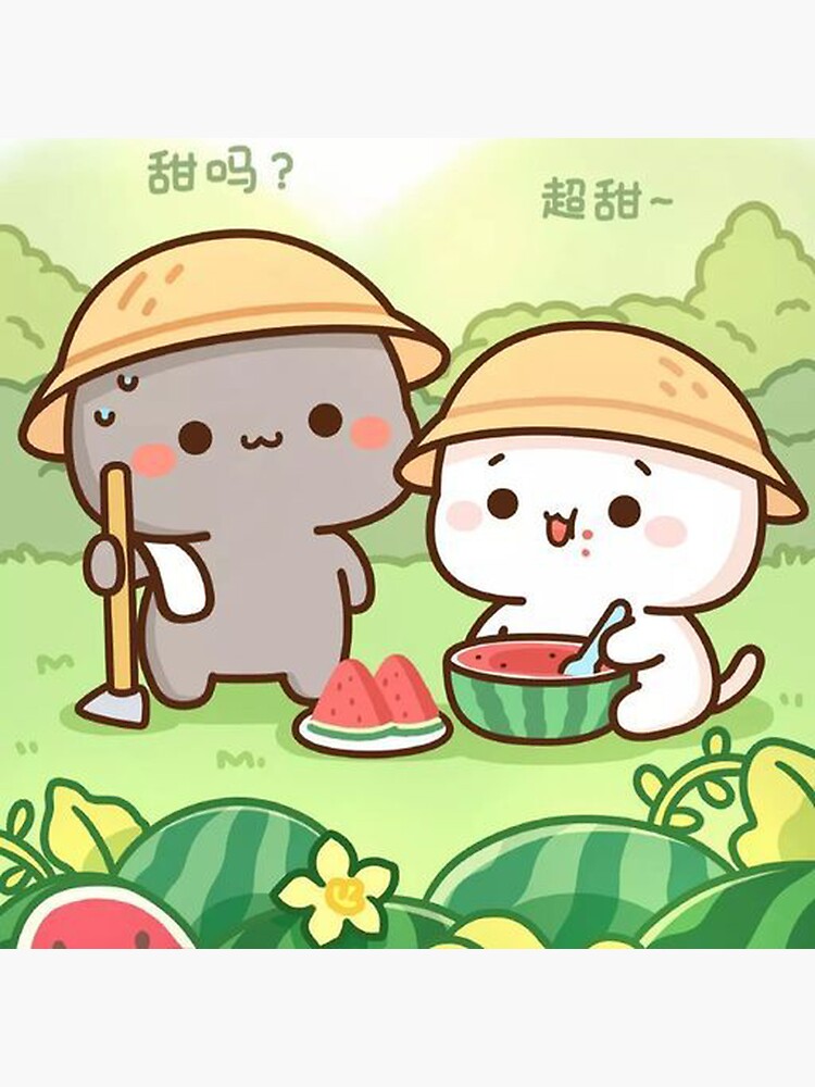 "Bubu And Dudu Go Picnic Eat Watermelon" Sticker for Sale by ...