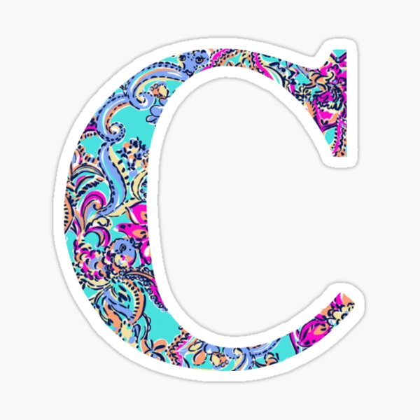 "The Letter C Light Blue and Pink Preppy Design Sticker" Sticker for ...