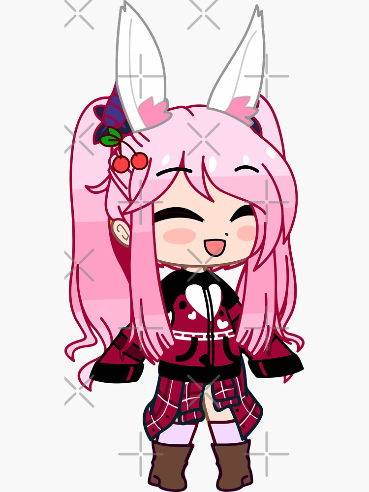 "Gacha-Club-Mädchen. Mädchen im Pop-Stil in Rock und Pullover an der ...