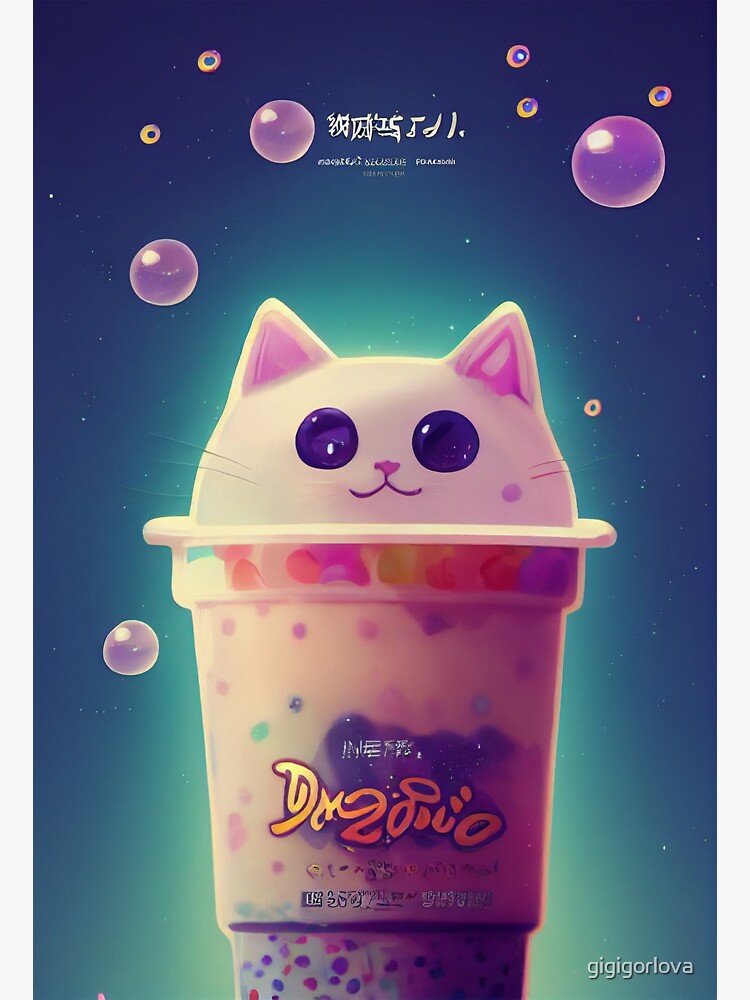 "Boba Tea Cat Bubble Tea Kawaii Anime Japanese " Sticker for Sale by ...