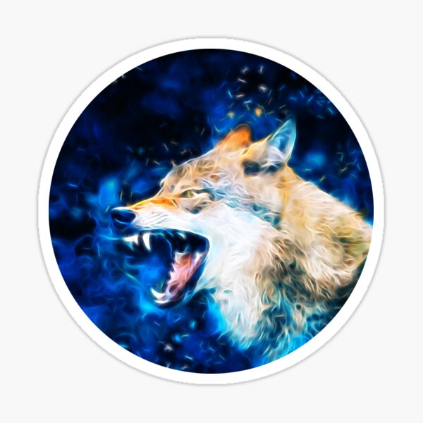 "Cool Neon Fractal Glow Ferocious Alpha Wolf Art 2" Sticker for Sale by ...