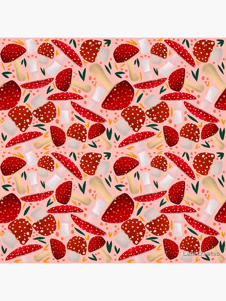 "Autumnal toadstool pattern in pink" Sticker for Sale by Lenecreates ...