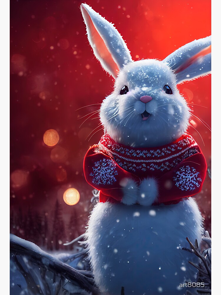 "Cute Christmas bunny" Sticker for Sale by art8085 | Redbubble