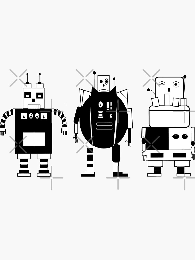 "Robots " Sticker for Sale by CodyWoodcockArt | Redbubble