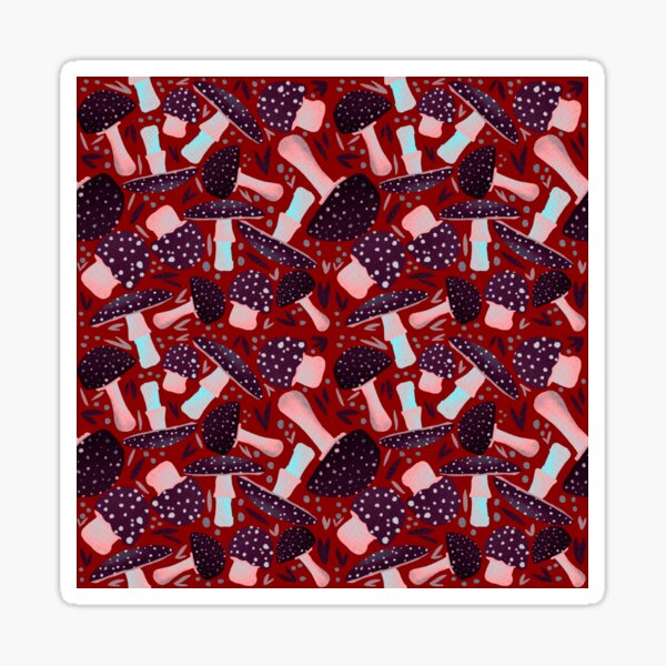 "Autumnal toadstool pattern in black and red" Sticker for Sale by ...