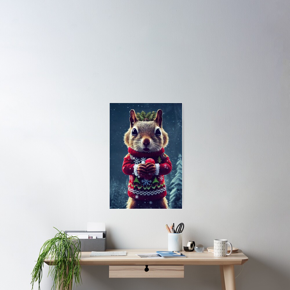 "Cute Christmas squirrel " Poster for Sale by art8085 | Redbubble