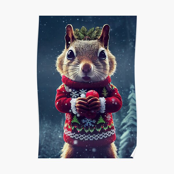 "Cute Christmas squirrel " Poster for Sale by art8085 | Redbubble